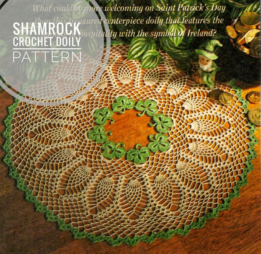 Shamrock Doily Vintage Crochet Pattern DIY Retro Style Table - Etsy