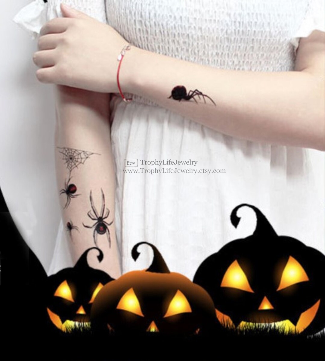 Halloween Spiders Temporary Tattoos 3D Spider Temporary Tattoo Sets ...