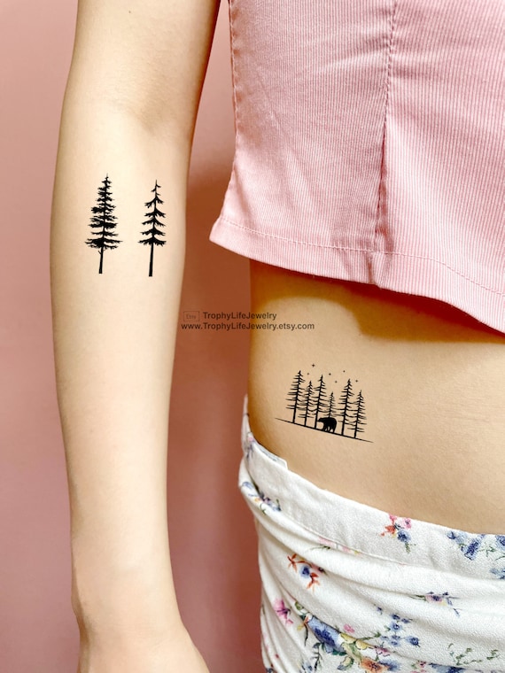 Trees Temporary Tattoo / Summer Tattoo / Camping Tattoo / - Etsy