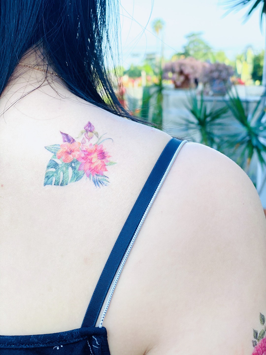 Floral Temporary Tattoo / Floral Tattoo / Flower Tattoo / Small ...