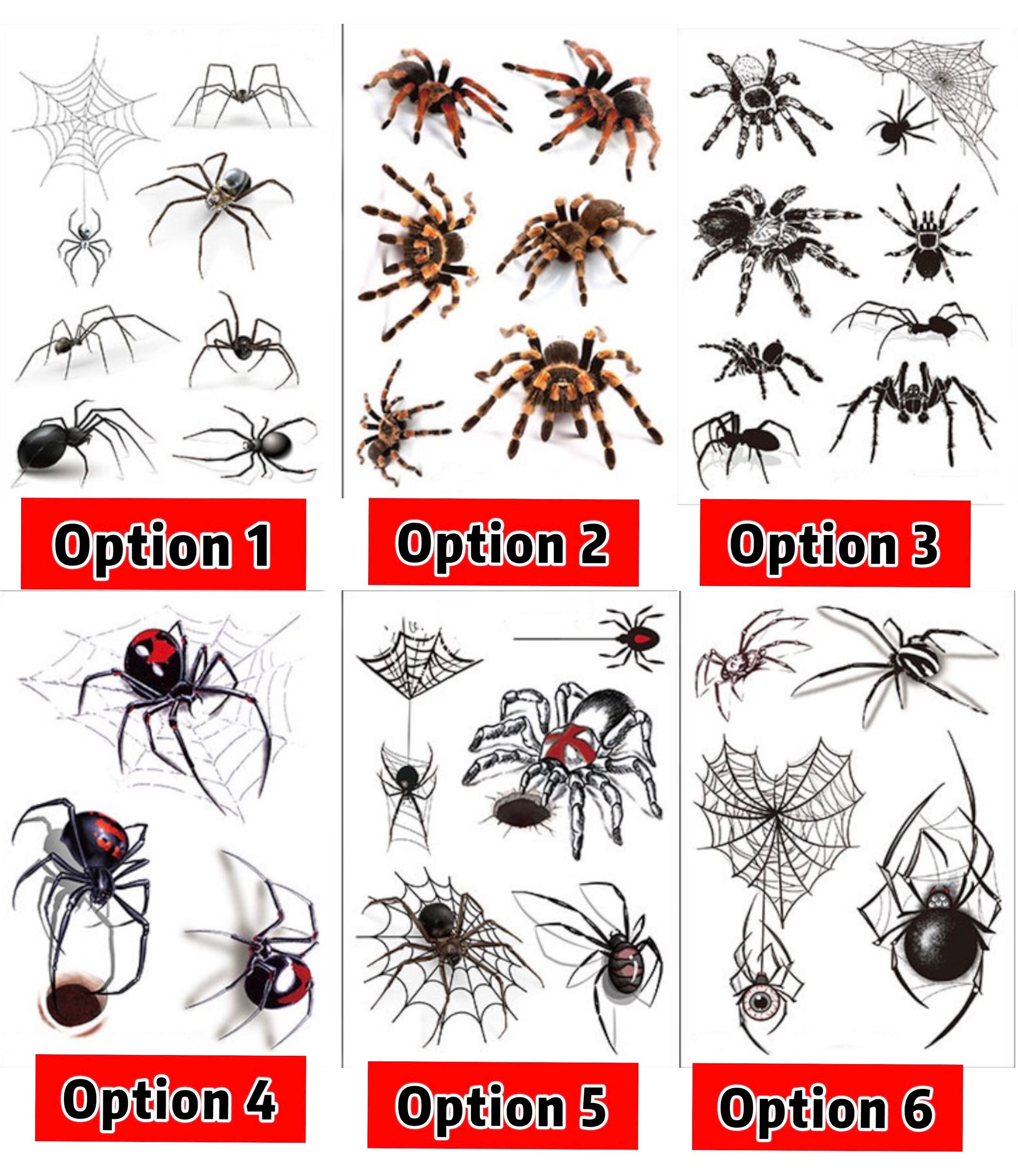 Halloween Spiders Temporary Tattoos 3D Spider Temporary | Etsy