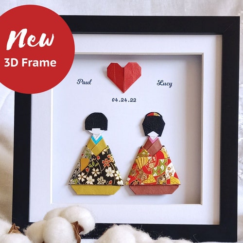 Personalised Origami Bride and Groom 3D Frame Art: Wedding | Etsy