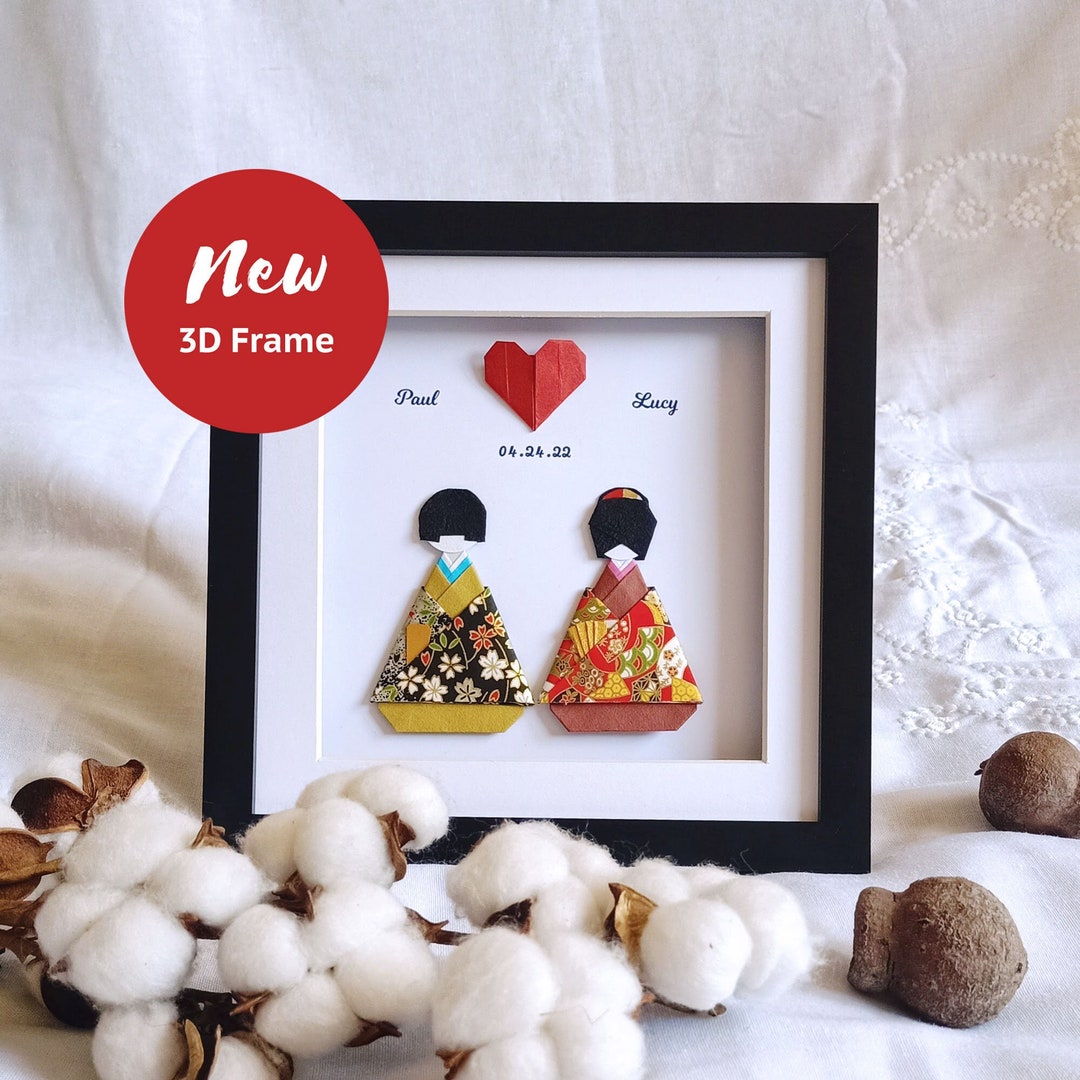 Personalised Origami Bride and Groom 3D Frame Art: Wedding - Etsy