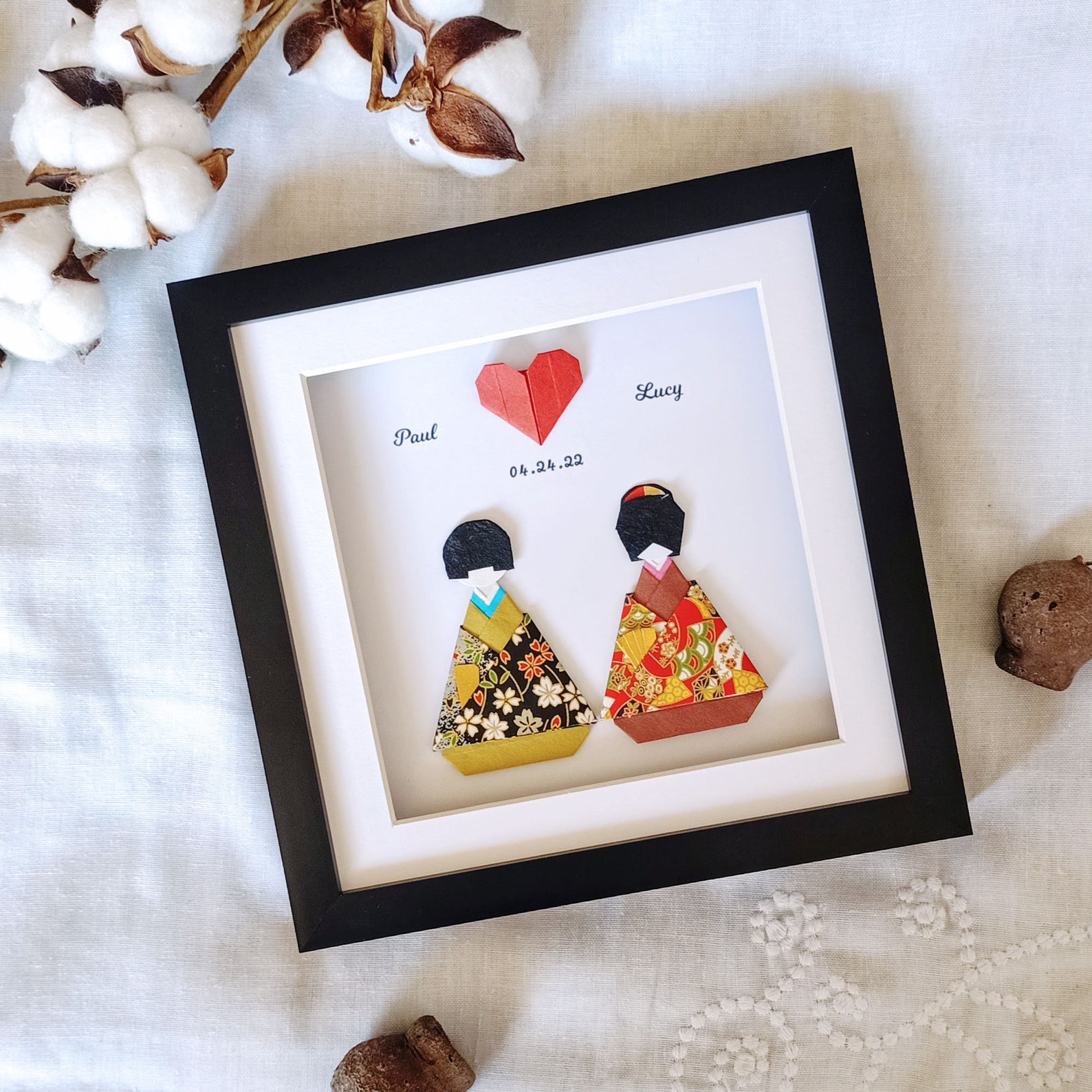 Personalised Origami Bride and Groom 3D Frame Art: Wedding | Etsy