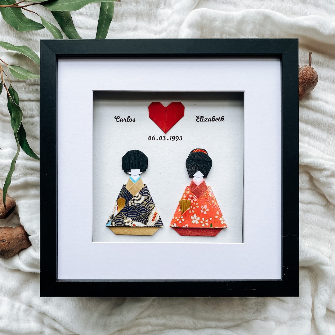Personalised Origami Bride and Groom 3D Frame Art: Wedding Gift ...
