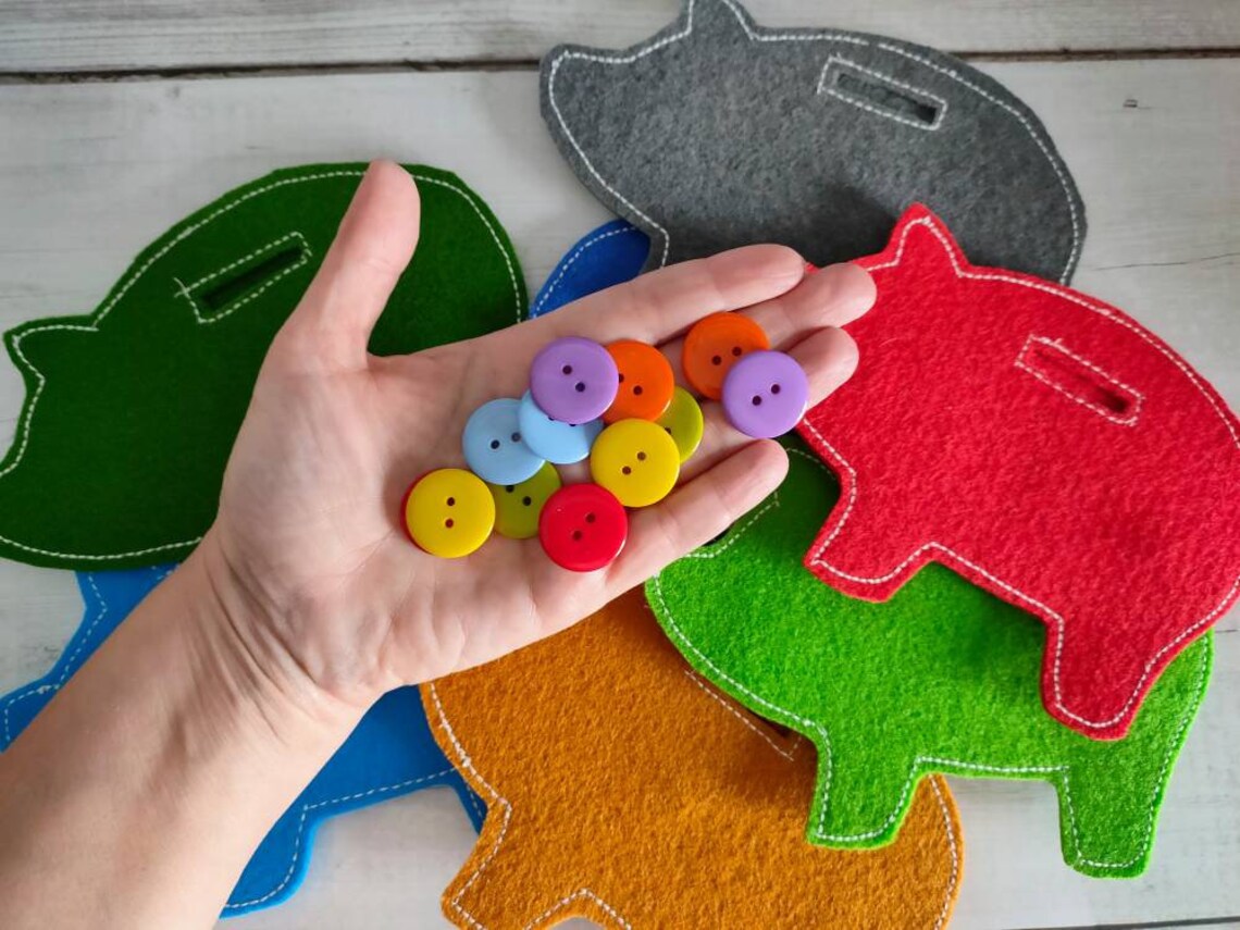 Button Piggy Bank. Fine Motor Game. Montessori Inspiration. | Etsy