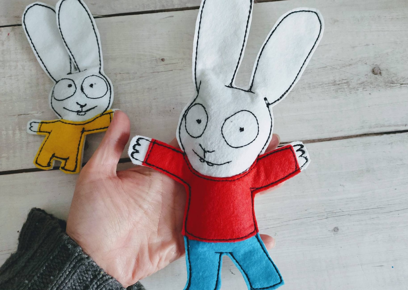 Simon Supper Rabbit and Gaspard felt Stuffed Toys | Etsy