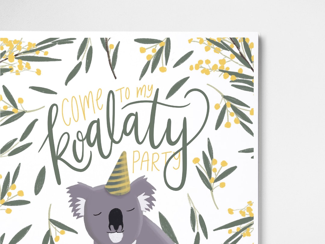 Koala Kids Birthday Party Invitation for Any Age Child Australiana ...