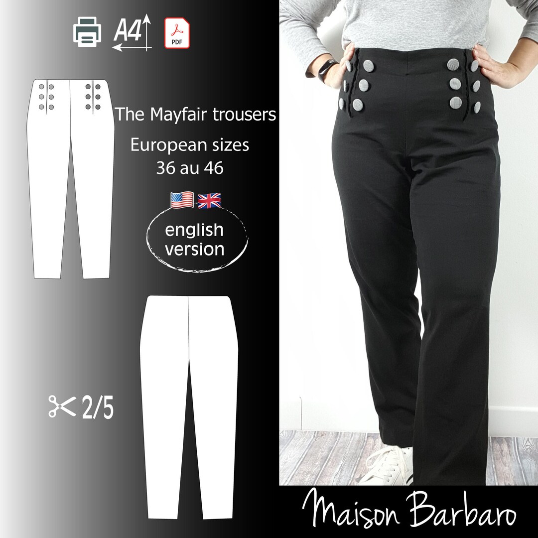 Mayfair Straight Pants European Sizes 36 to 46 PDF Sewing - Etsy