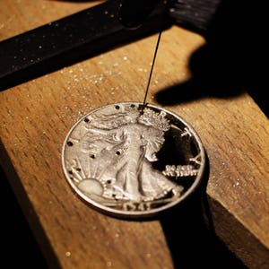 90% Silver Cut Coin Pendant Necklace Backside of a Presidents Dollar ...