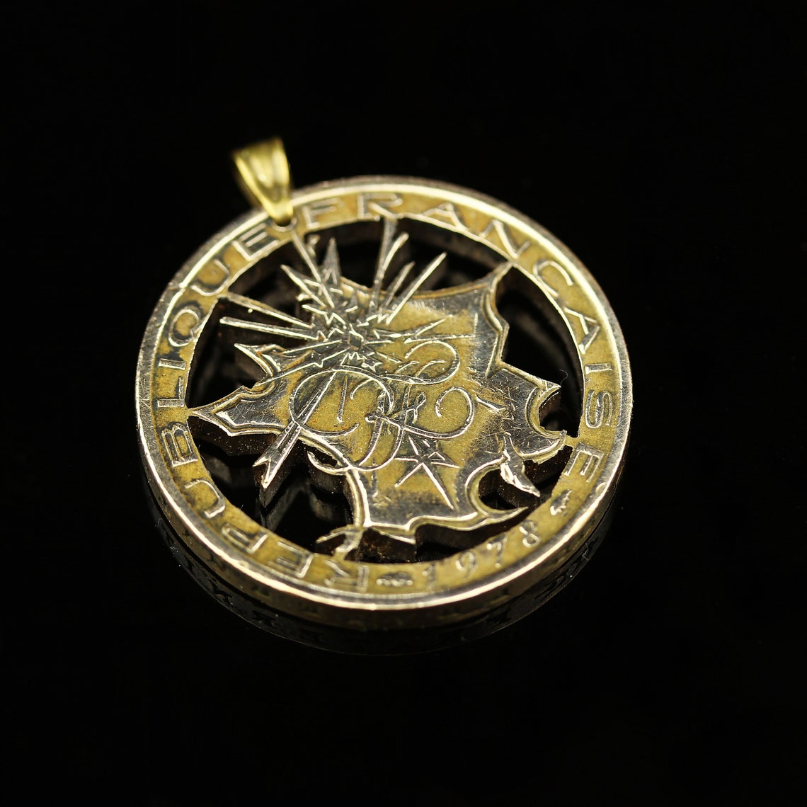 France 10 Francs Cut Coin Pendant With Necklace French Map - Etsy