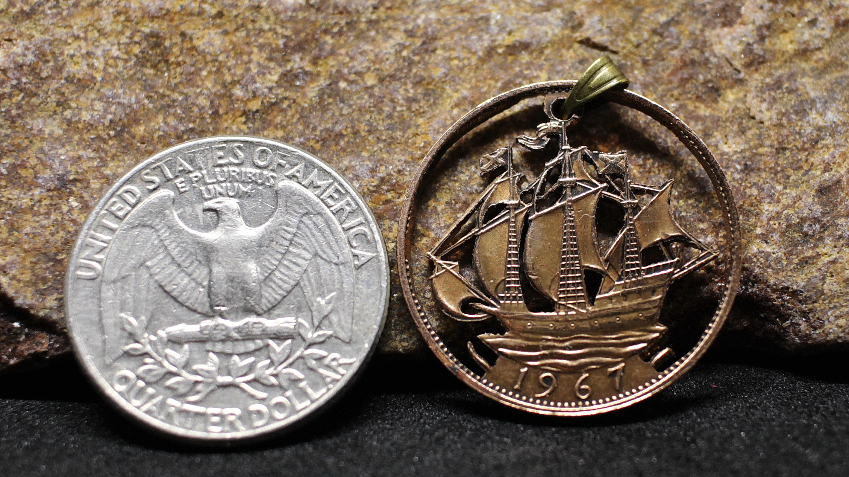 UK Great Britain 1/2 Penny Cut Coin Pendant With Necklace | Etsy