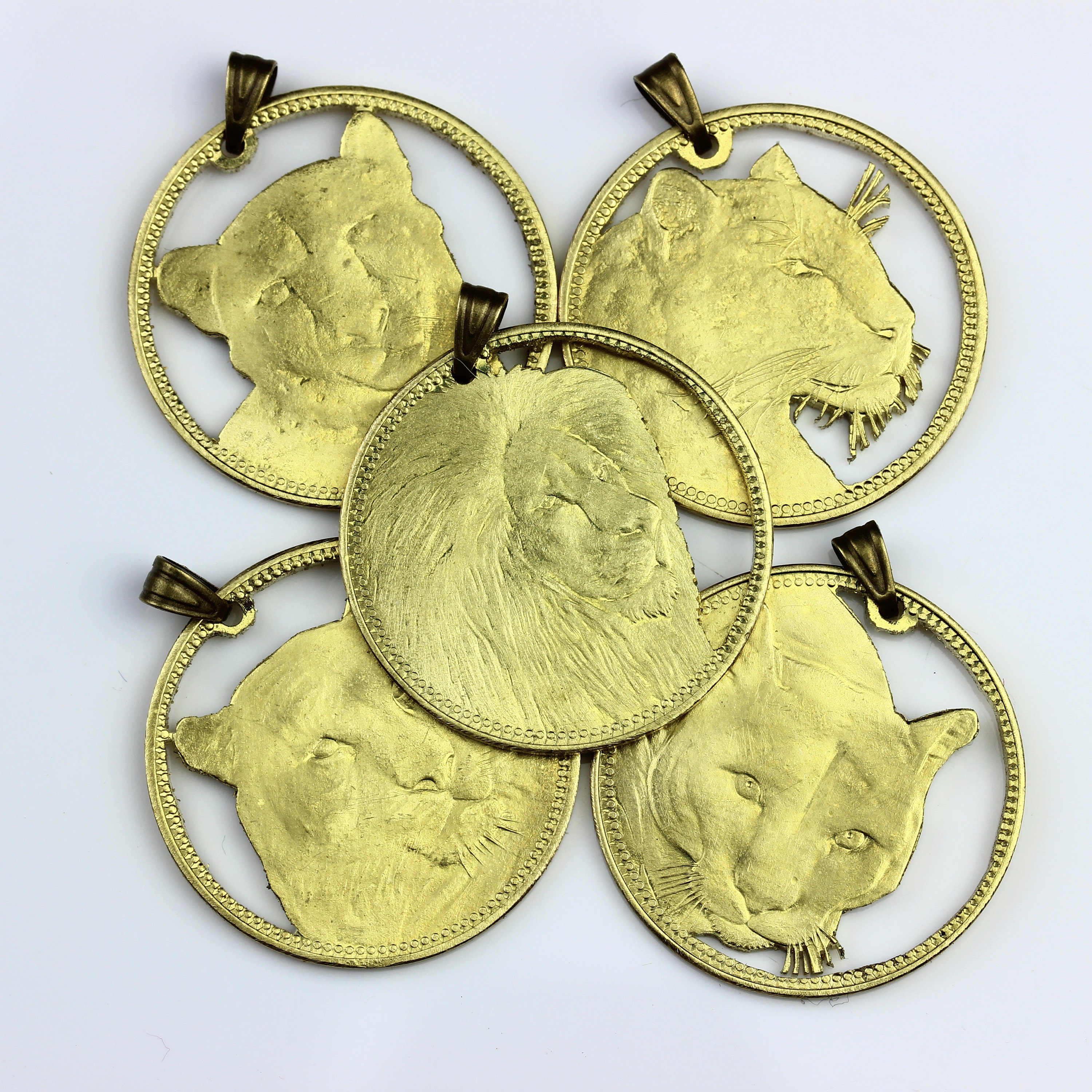 Lion Cut Coin Pendant With Necklace. - Etsy