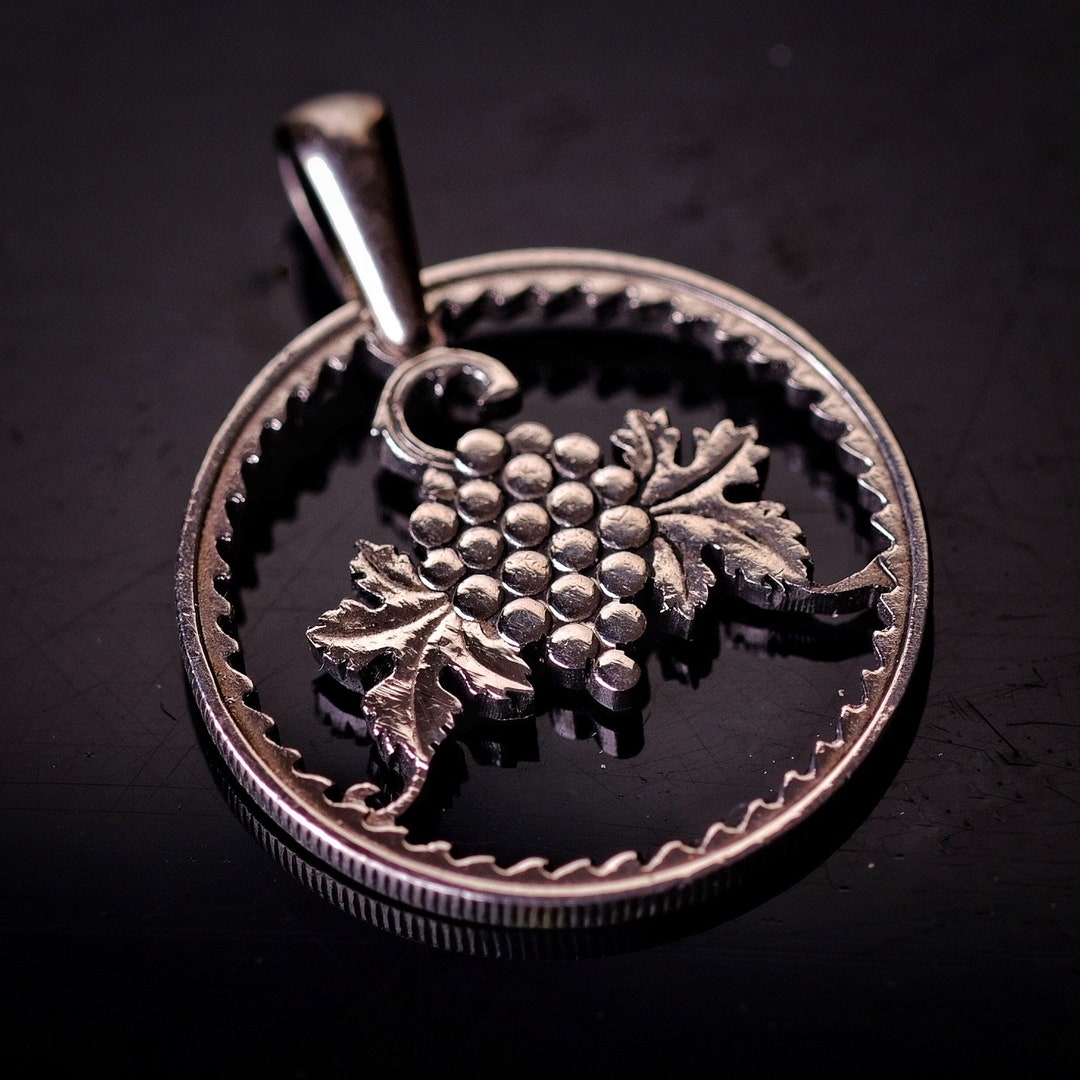 Cyprus 50 Mils Grapes Cut Coin Pendant With Necklace. Nicosia, Greek ...