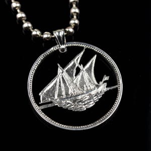 Kuwait 5 Fils Cut Coin Pendant Dhow Ship Arab Boat Necklace - Etsy
