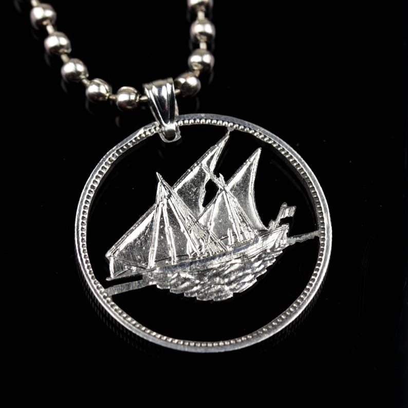 Kuwait 5 Fils Cut Coin Pendant Dhow Ship Arab Boat Necklace - Etsy