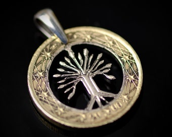 France Tree of Life 1 Euro Cut Coin Pendant With Necklace. | Etsy