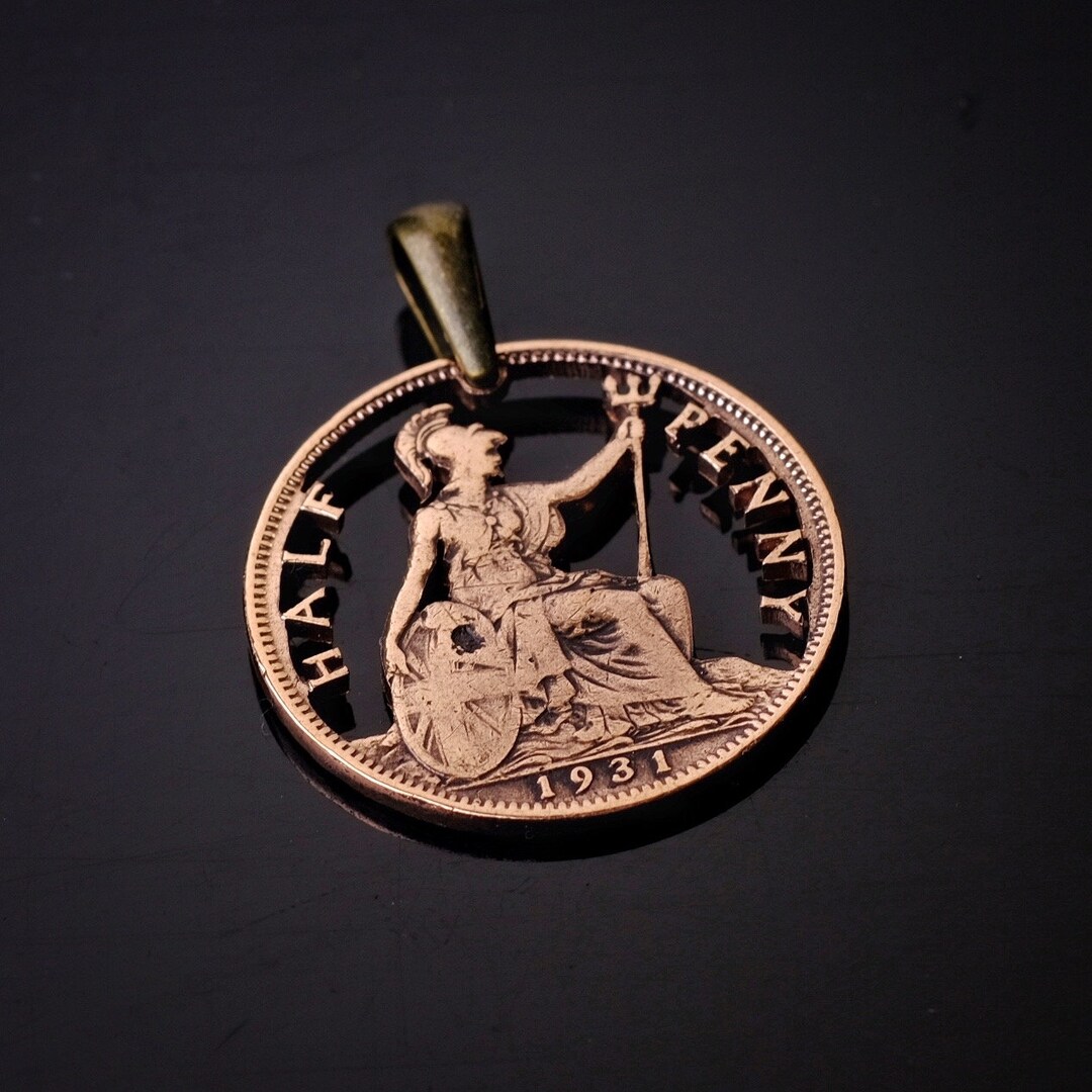 United Kingdom Penny Cut Coin Pendant British Britannia London Great ...
