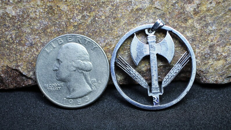 Axe Blade. French Franc. Cut Coin Pendant With Necklace. | Etsy
