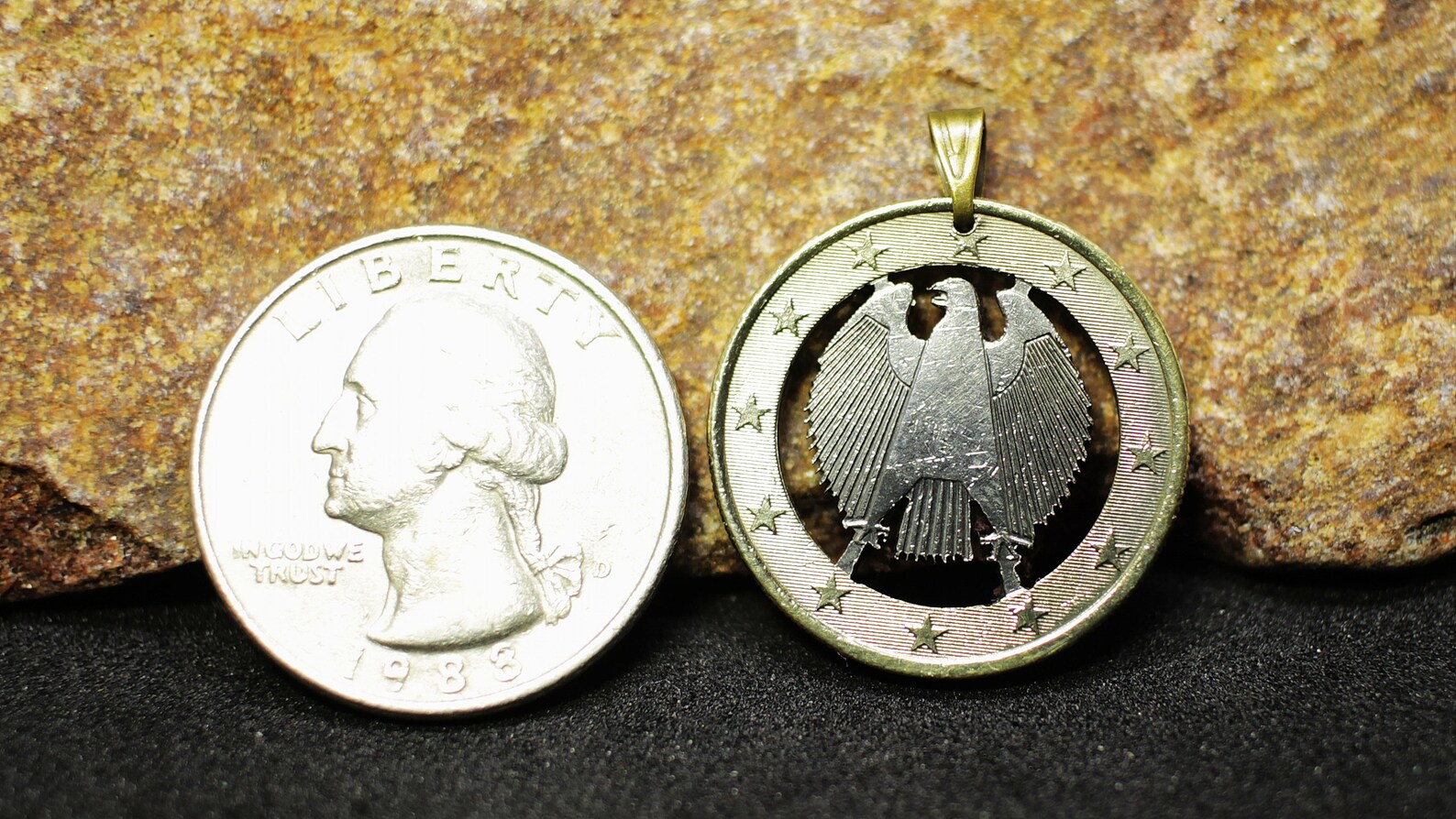 2002 German Euro Coin Eagle. Cut Coin Pendant With Necklace. - Etsy