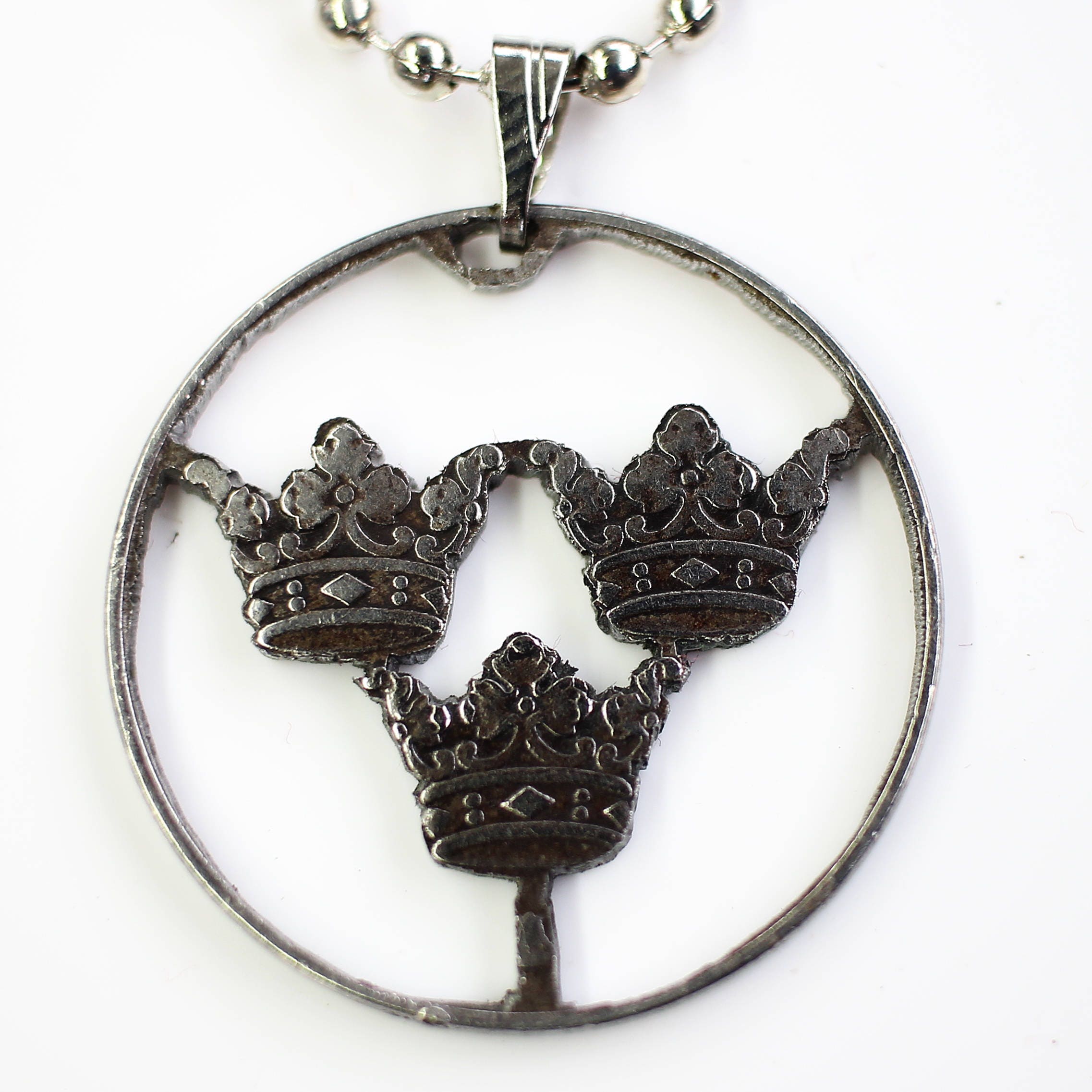 Sweden 5 Ore Patriotic Crown Pendant With Necklace, Cut Coin Jewelry - Etsy