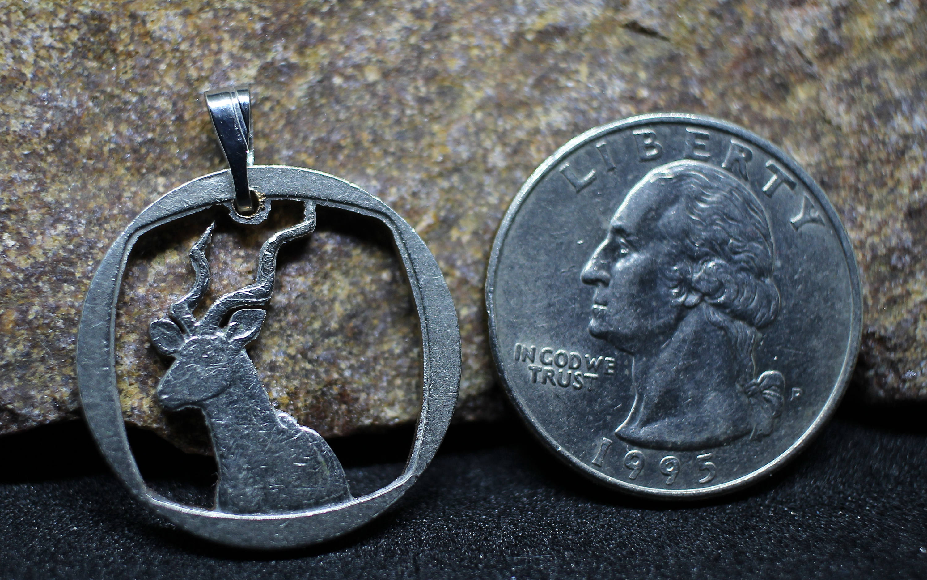 South Africa 2 Rand Cut Coin Pendant LOVE Coat Power Through - Etsy