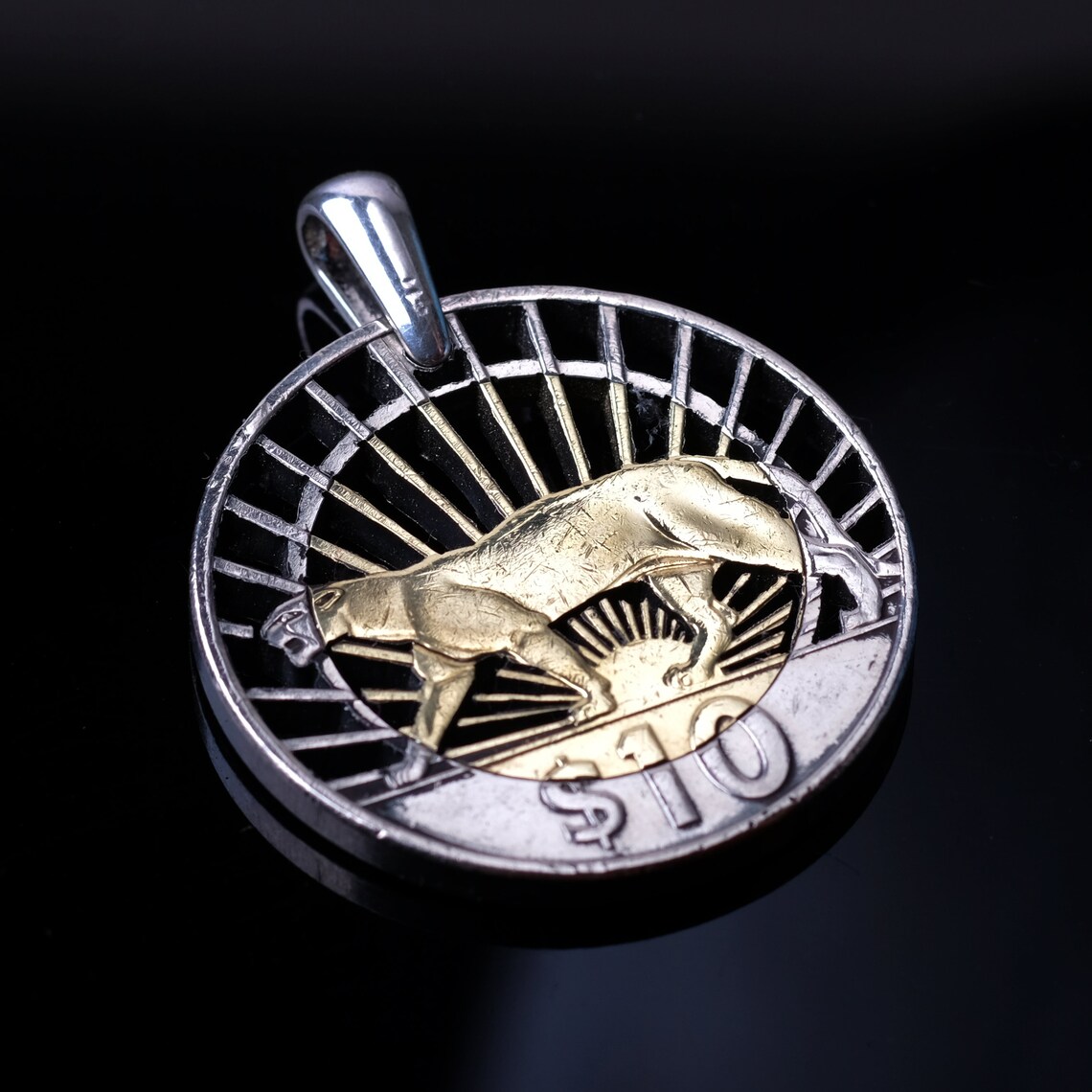 Uruguay 10 Pesos Cut Coin Pendant With Necklace Cougar Puma - Etsy