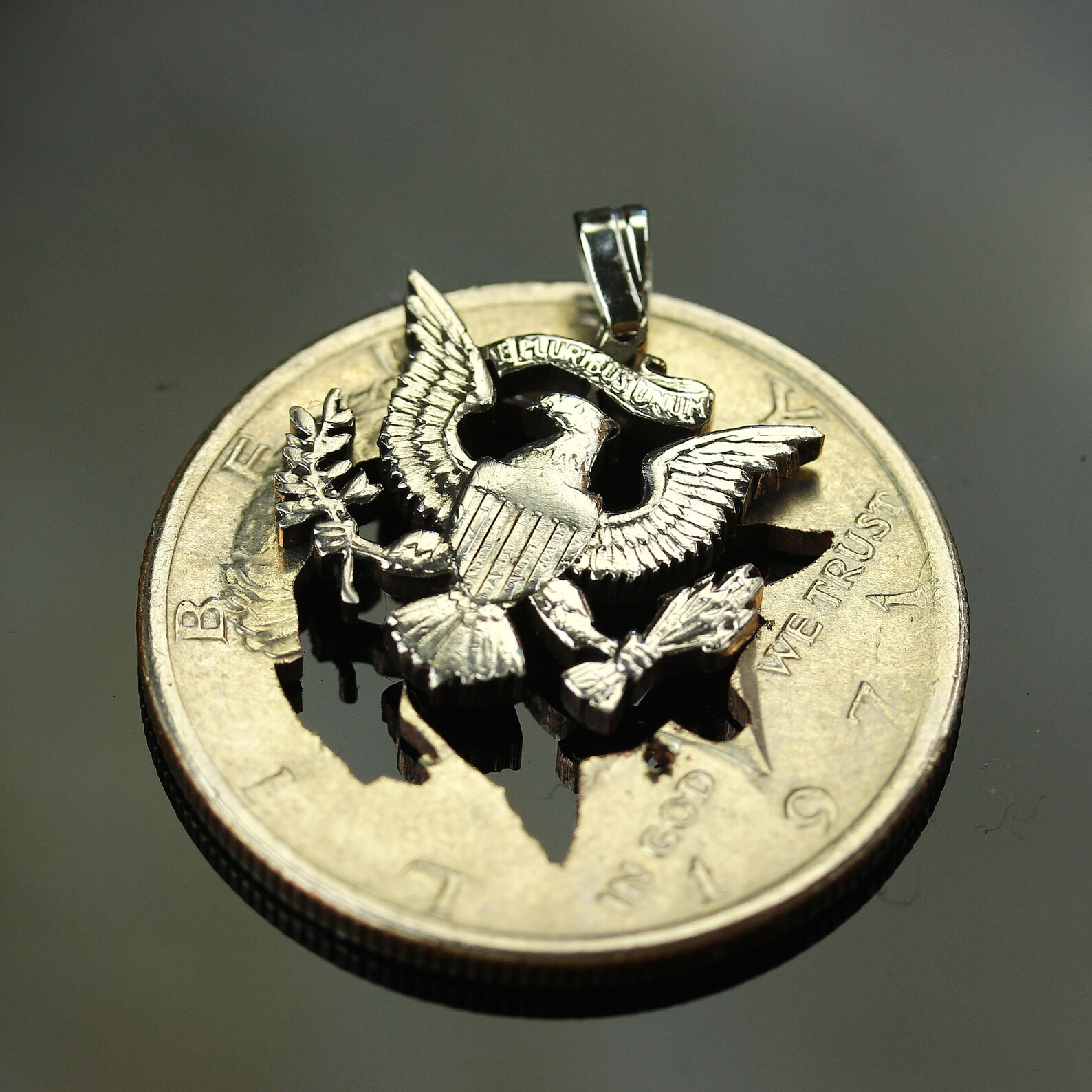 Eagle Cut Coin Pendant & Necklace Half Dollar USA Coin. New York ...