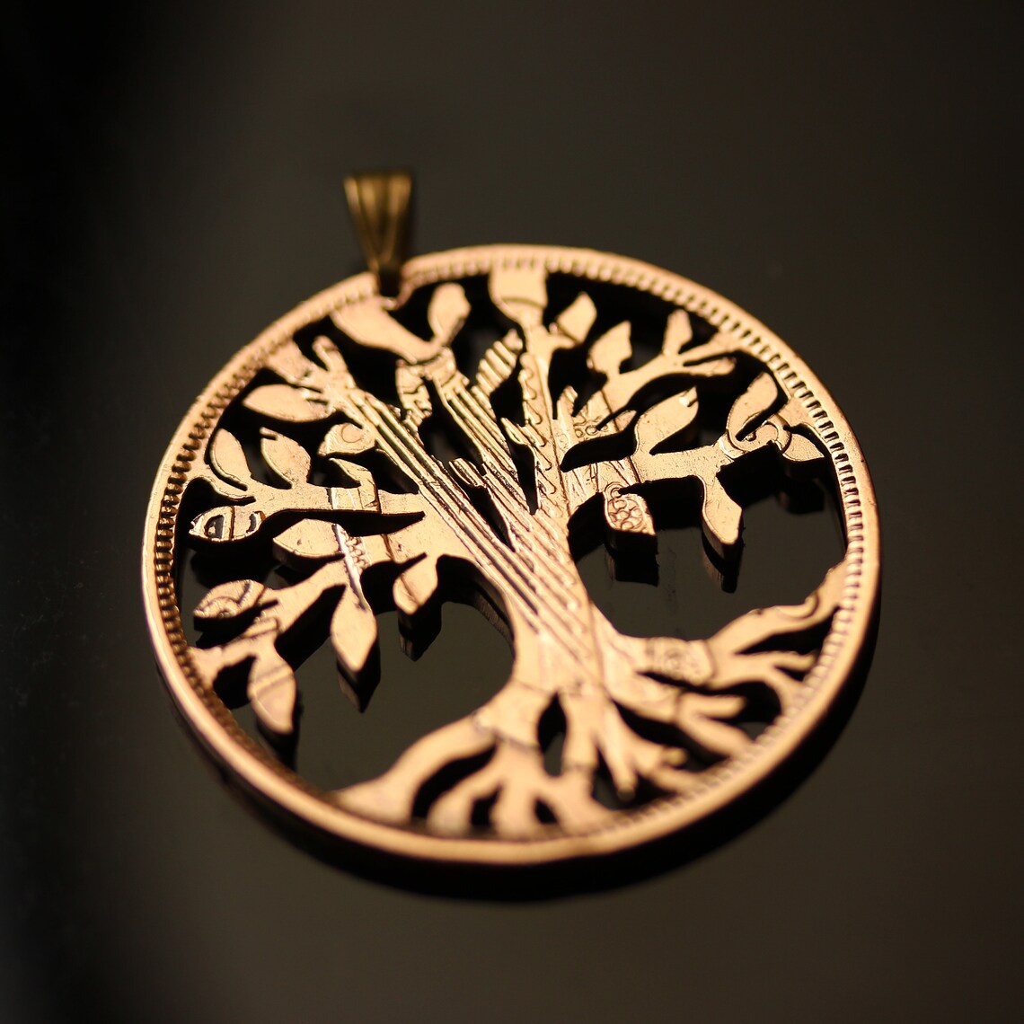 Tree of Life Ireland 1 Pingin Cut Coin Pendant With Necklace. - Etsy