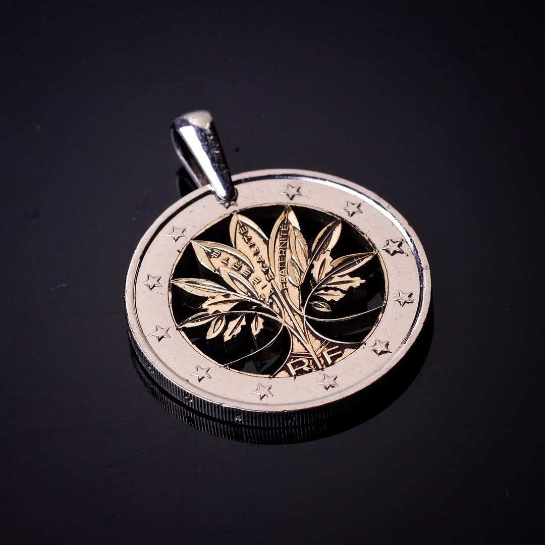 France Tree of Life 2 Euro Cut Coin Pendant With Necklace. Paris. Neece ...