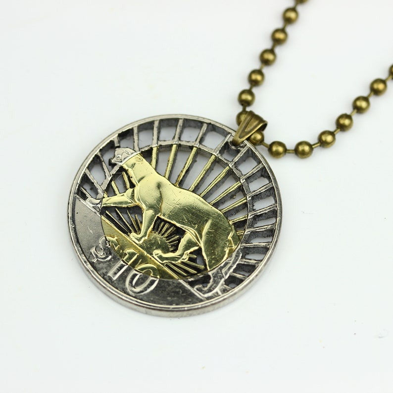 Uruguay 10 Pesos Cut Coin Pendant With Necklace Cougar Puma - Etsy