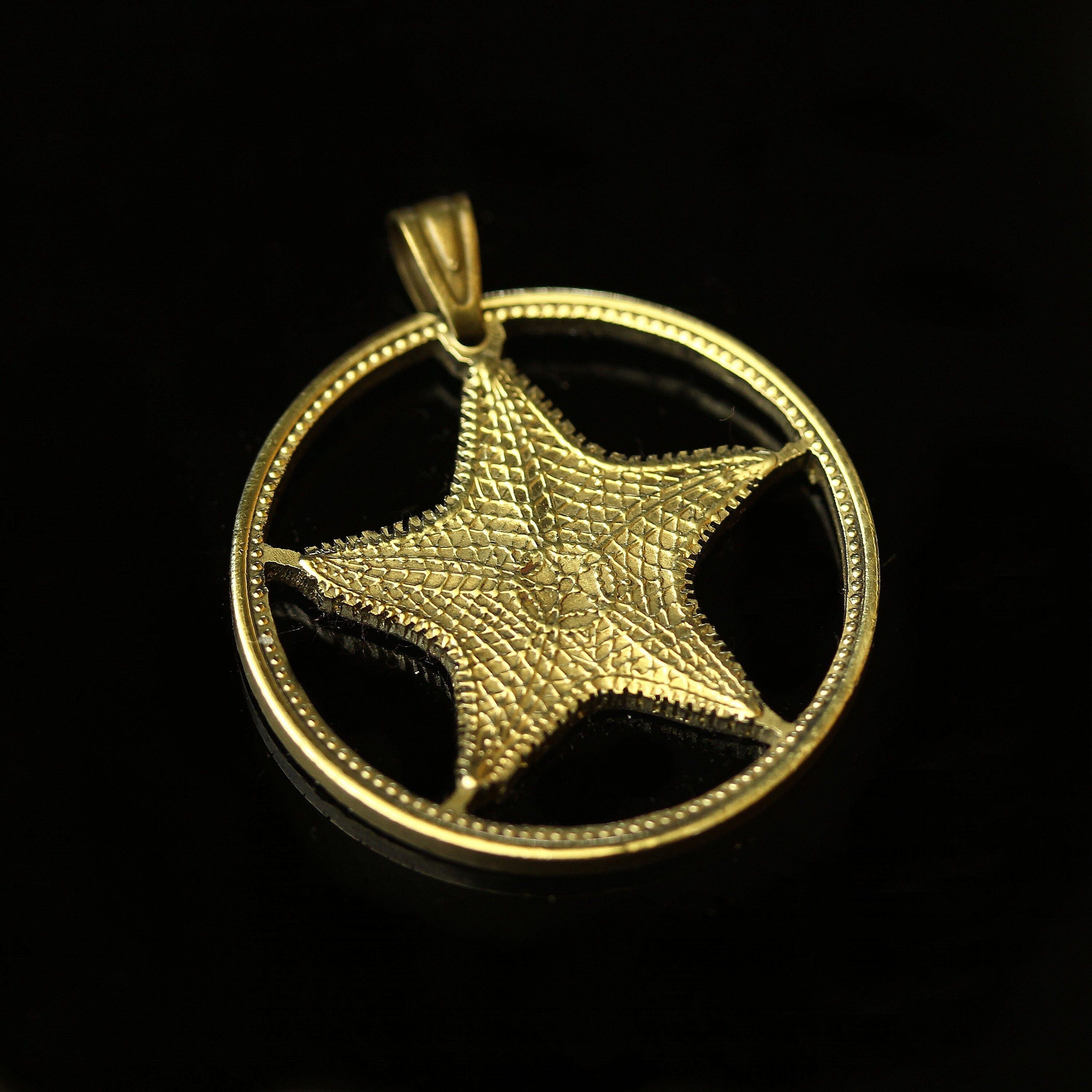 1966 Bahamas 1 Cent Cut Coin Pendant W/necklace Bahamian Starfish Sea ...