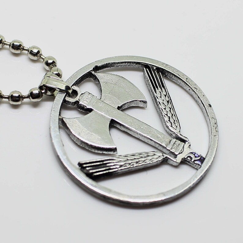 Axe Blade. French Franc. Cut Coin Pendant With Necklace. | Etsy