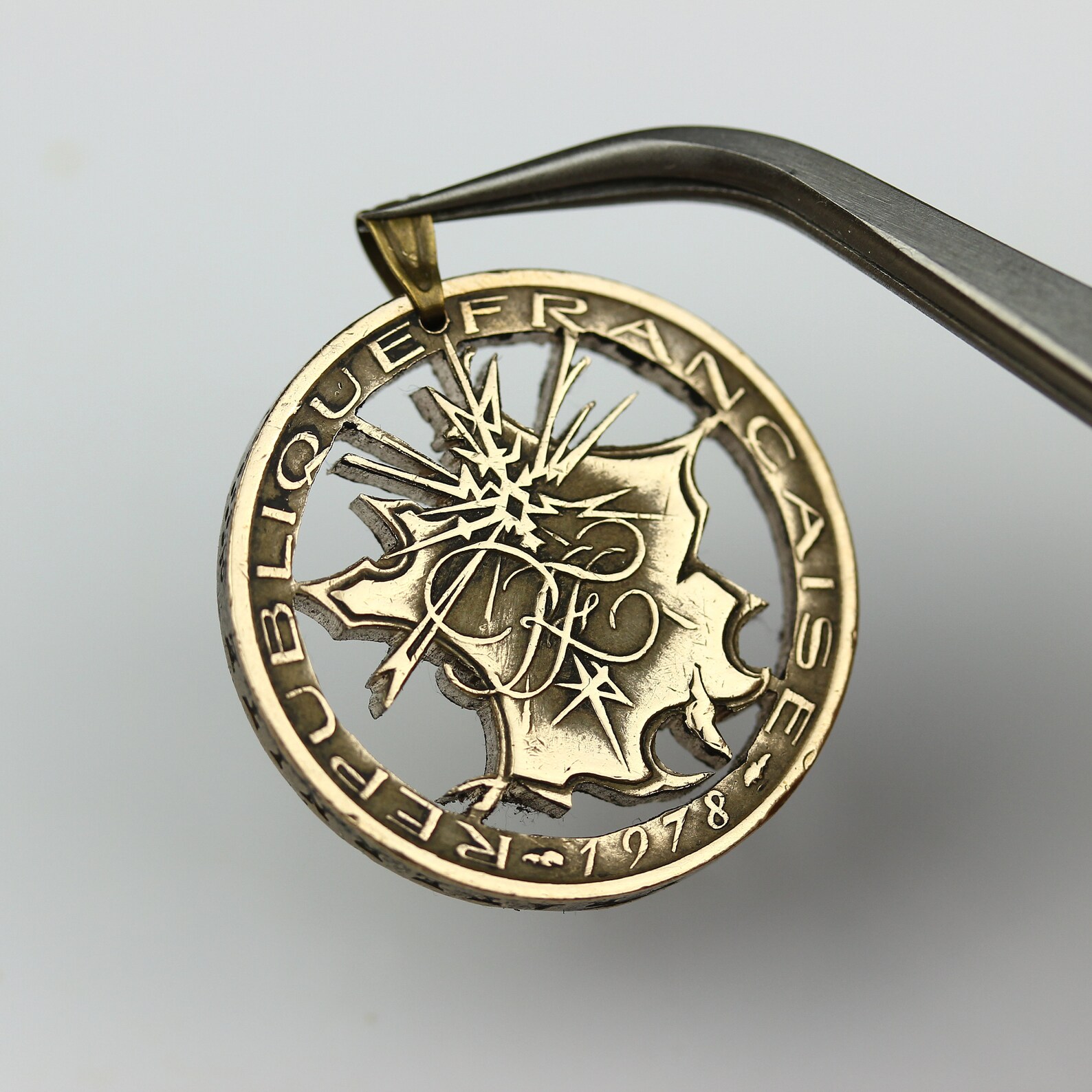 France 10 Francs Cut Coin Pendant With Necklace French Map - Etsy