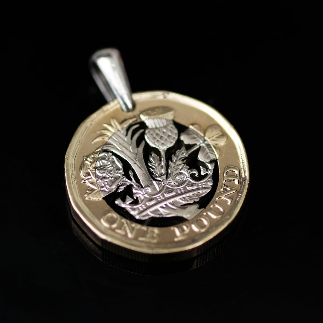 United Kingdom 1 Pound - Elizabeth Cut Coin Pendant With Necklace ...