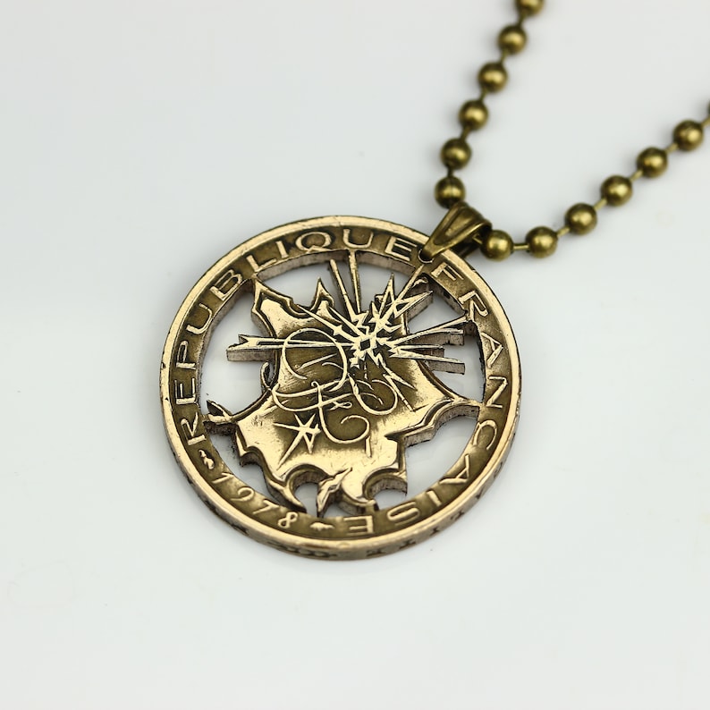 France 10 Francs Cut Coin Pendant With Necklace French Map - Etsy