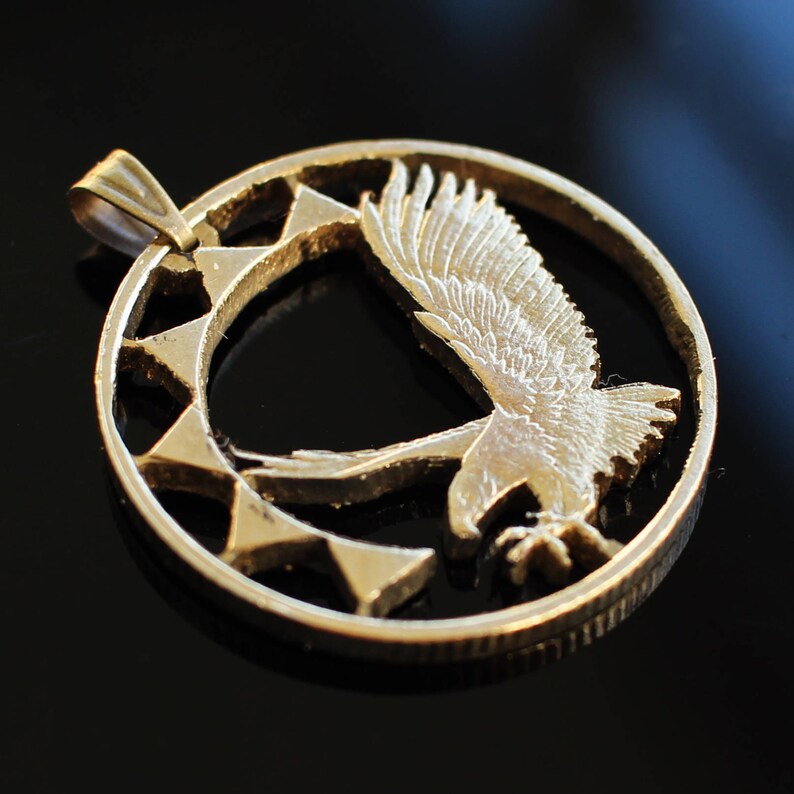 Numibian Eagle Cut Coin Pendant With Necklace. Hand Cut. - Etsy