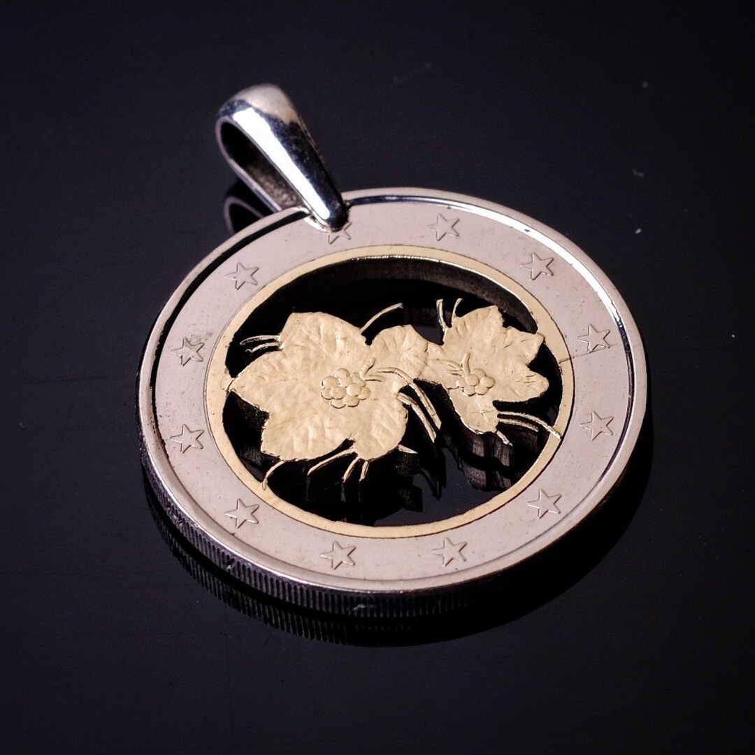 2 Euro Finland Flower Cut Coin Pendant With Necklace. Finland. Helsinki ...
