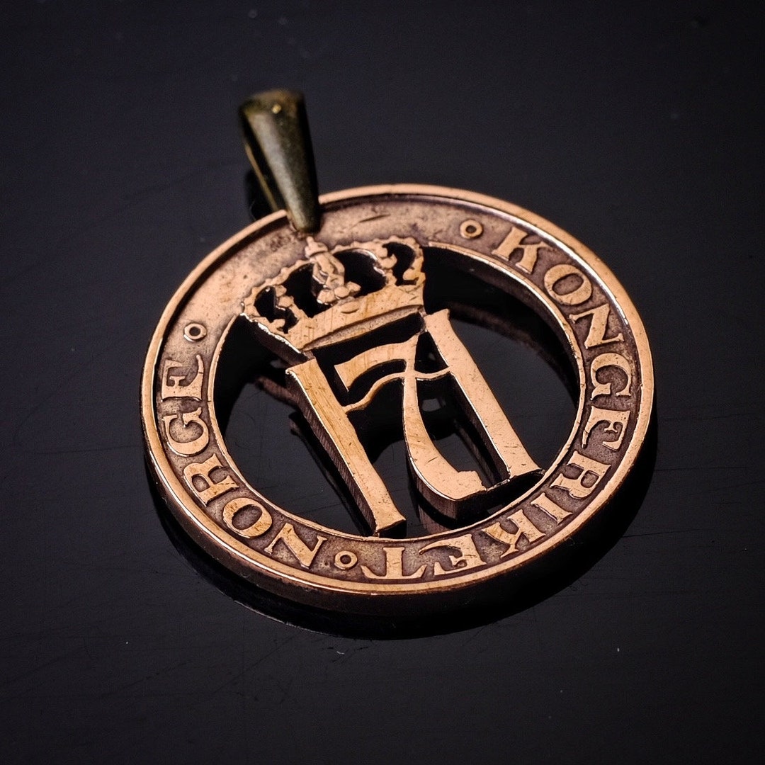 Norway 5 Ore Cut Coin Pendant With Necklace Norwegian Crown Norge ...