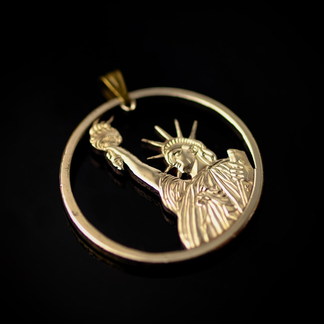 Cut Coin Pendant Backside of a Presidents Dollar Coin With the Statue ...
