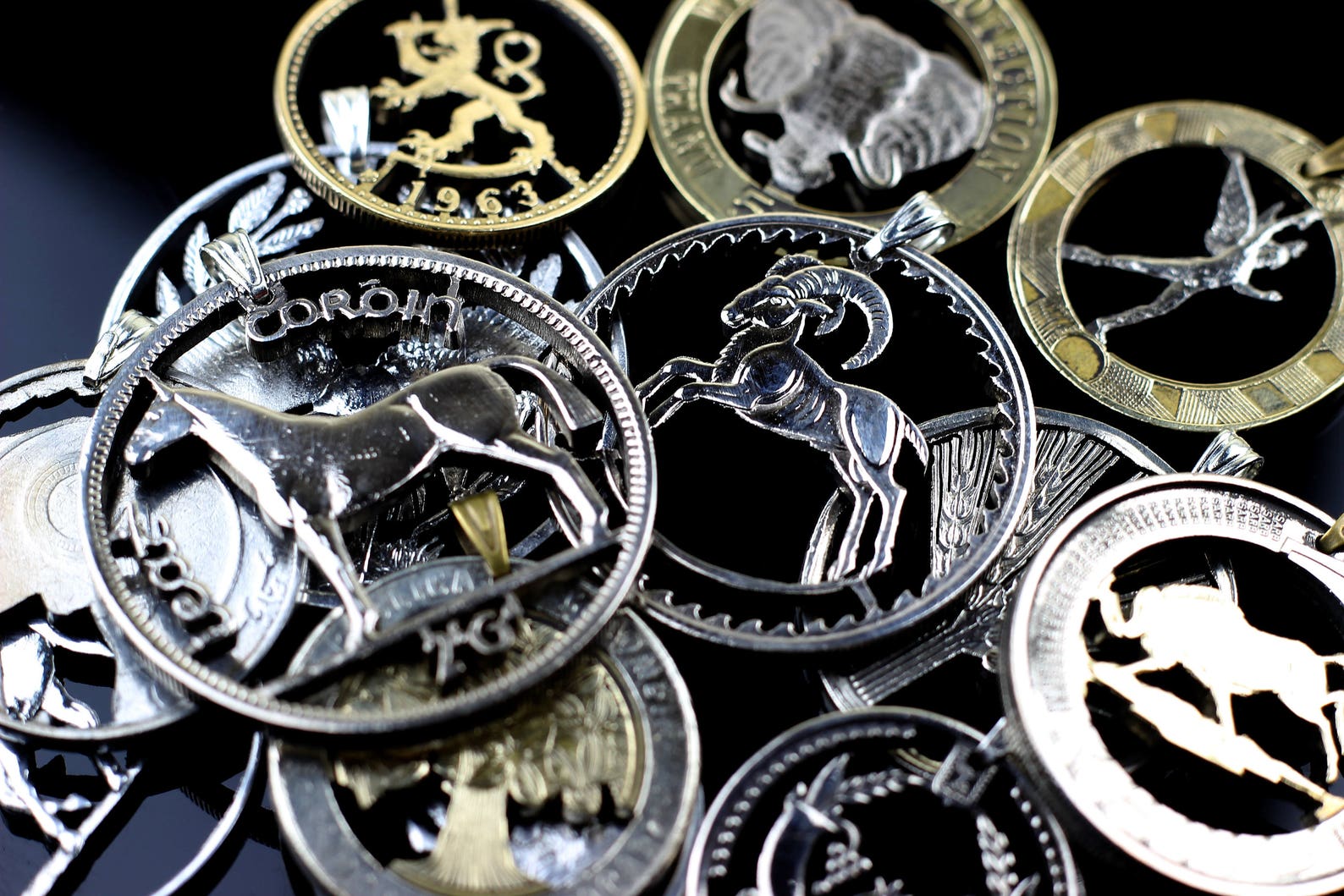 Angel Cut Coin pendant with necklace Hand cut | Etsy