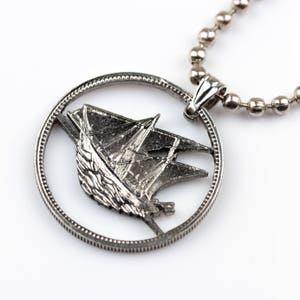 Kuwait 5 Fils Cut Coin Pendant Dhow Ship Arab Boat Necklace - Etsy