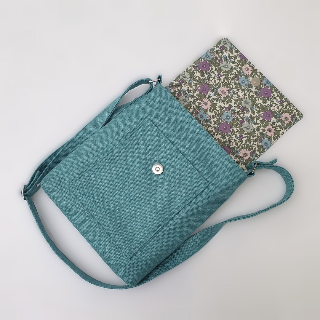 Stylish Turquoise Floral Messenger Bag, Floral Shoulder Bag, Perfect ...