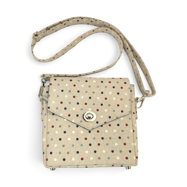Small Crossbody Bag, Polka Dot Handbag With Flap and Twist Lock, Blue ...