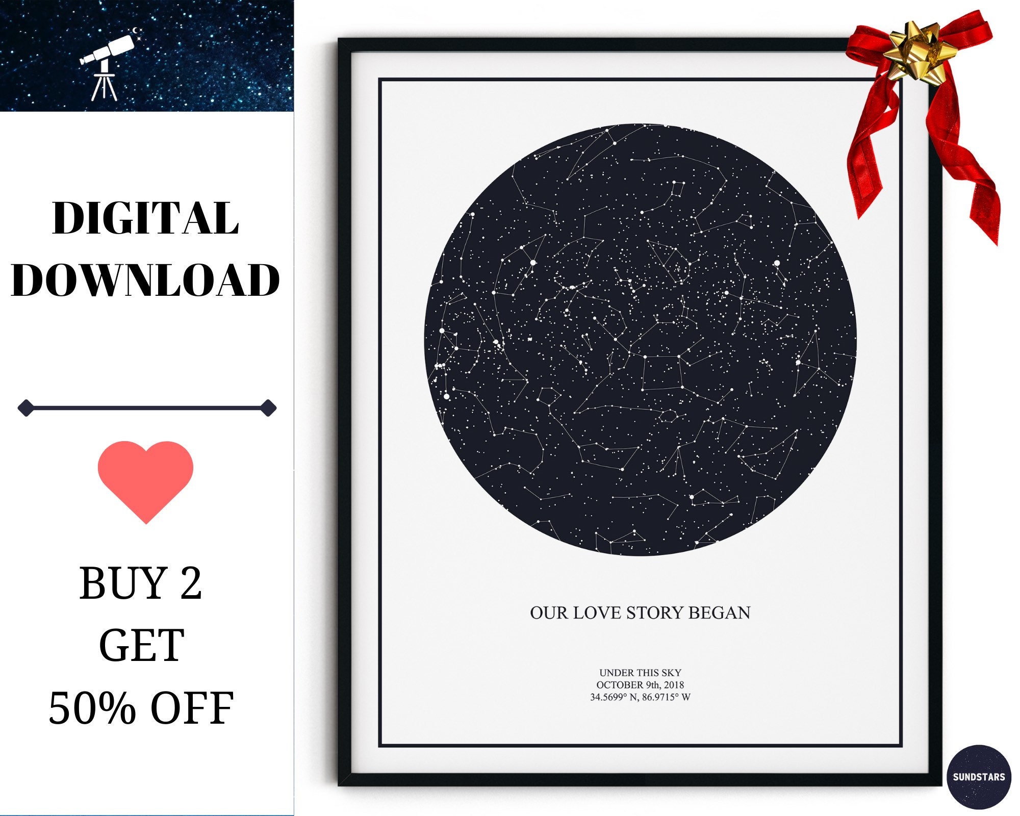 Custom Star Chart Celestial Map Home Decor Wall - Etsy