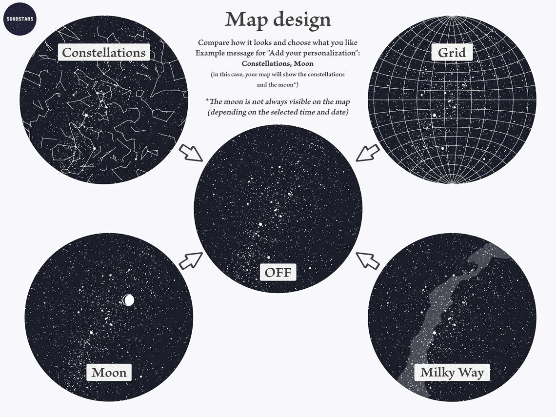 Star Map Print Custom by Date PRINTABLE Star Chart Astronomy | Etsy