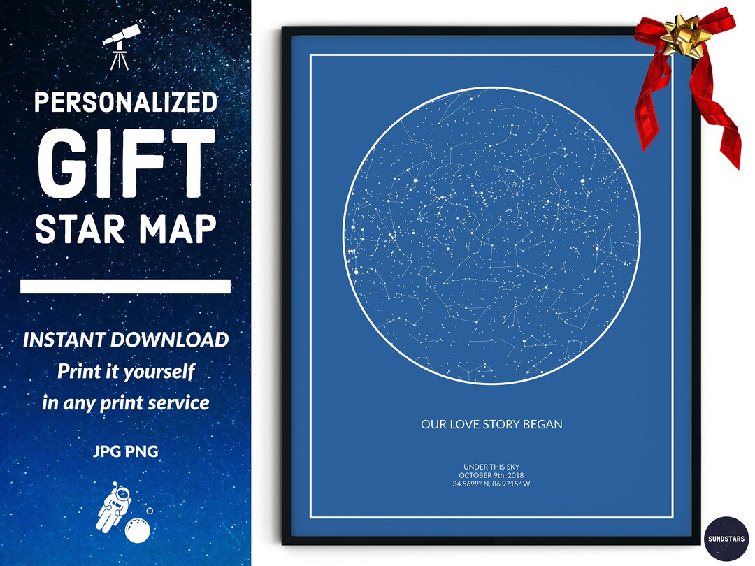 Star Chart Digital - Wall Decor - Custom Gift for Birth, Wedding ...