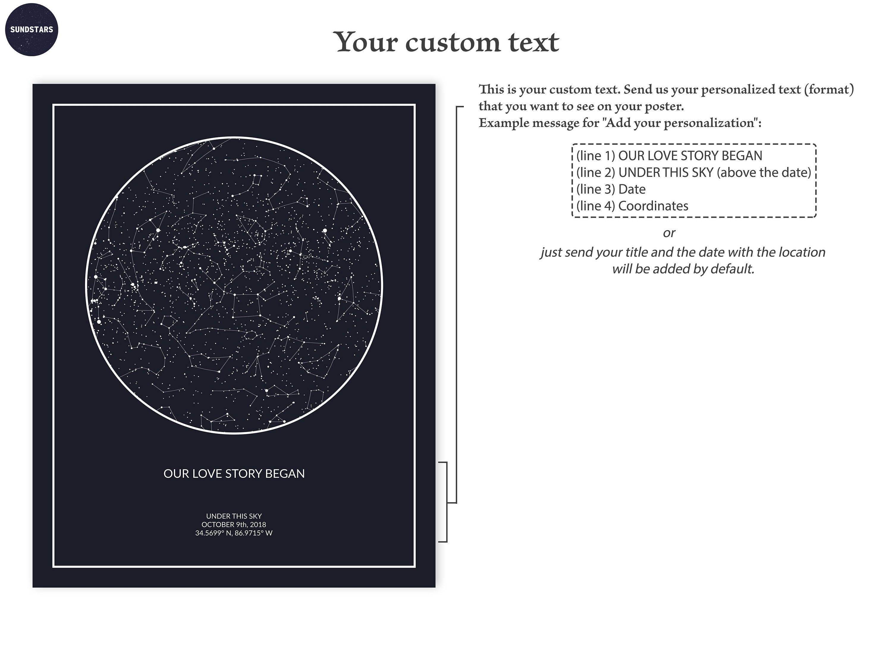 Star Map Print Custom by Date PRINTABLE Star Chart Astronomy - Etsy