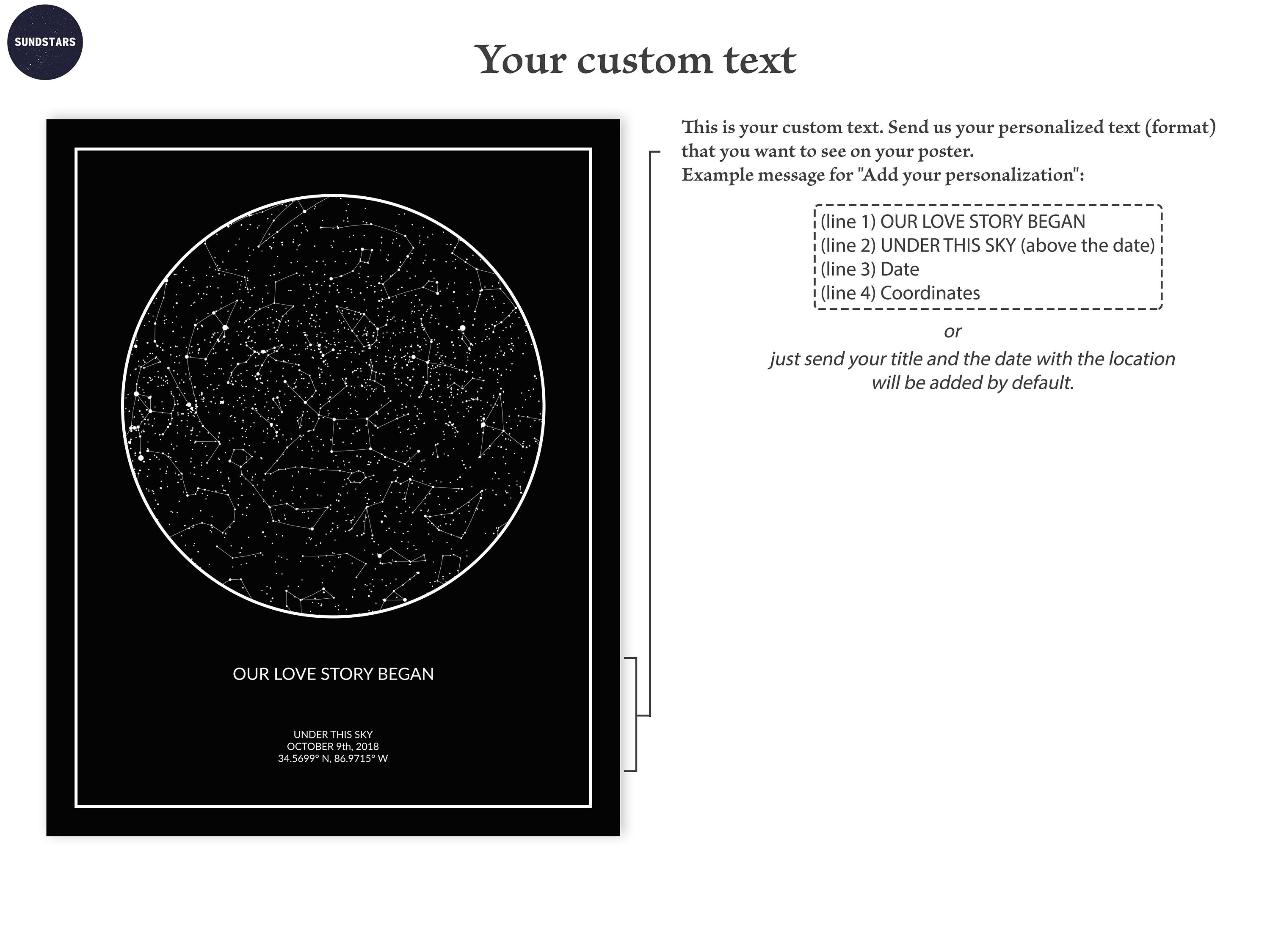 Star Map Print Custom by Date PRINTABLE Star Chart Astronomy | Etsy