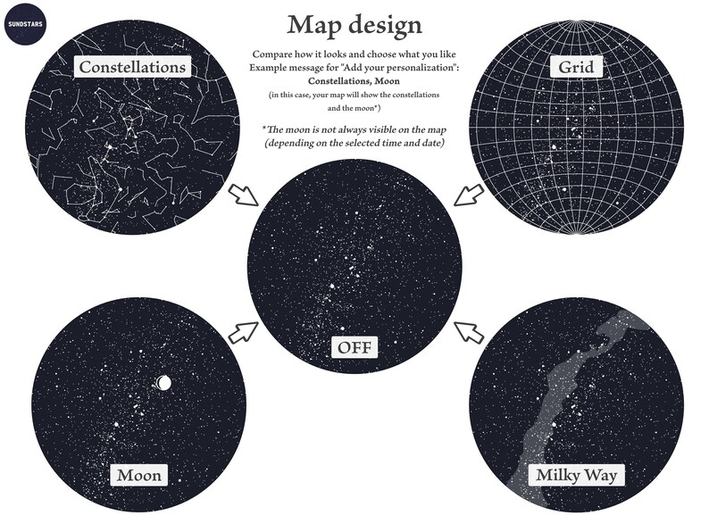 Star Map Print Custom by Date PRINTABLE Star Chart Astronomy - Etsy